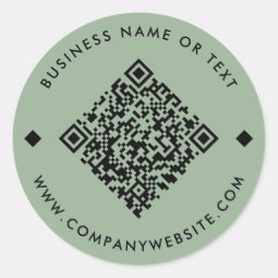 Green | Business Custom QR Code Classic Round Sticker | Zazzle