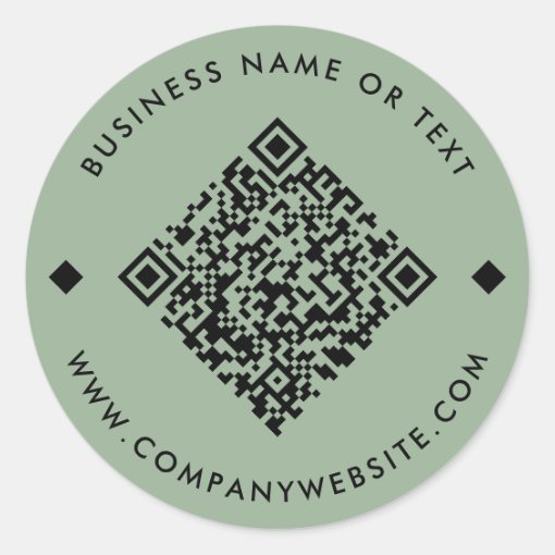 Green | Business Custom QR Code Classic Round Sticker | Zazzle