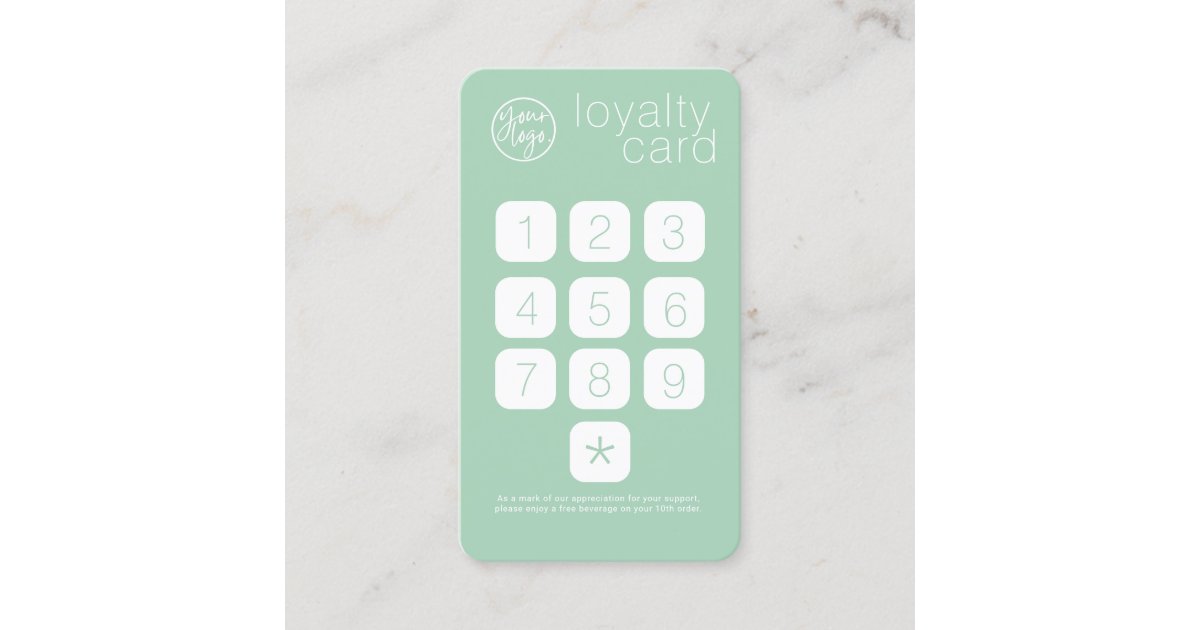 GREEN BUSINESS LOGO KEYPAD STYLE LOYALTY CARD | Zazzle