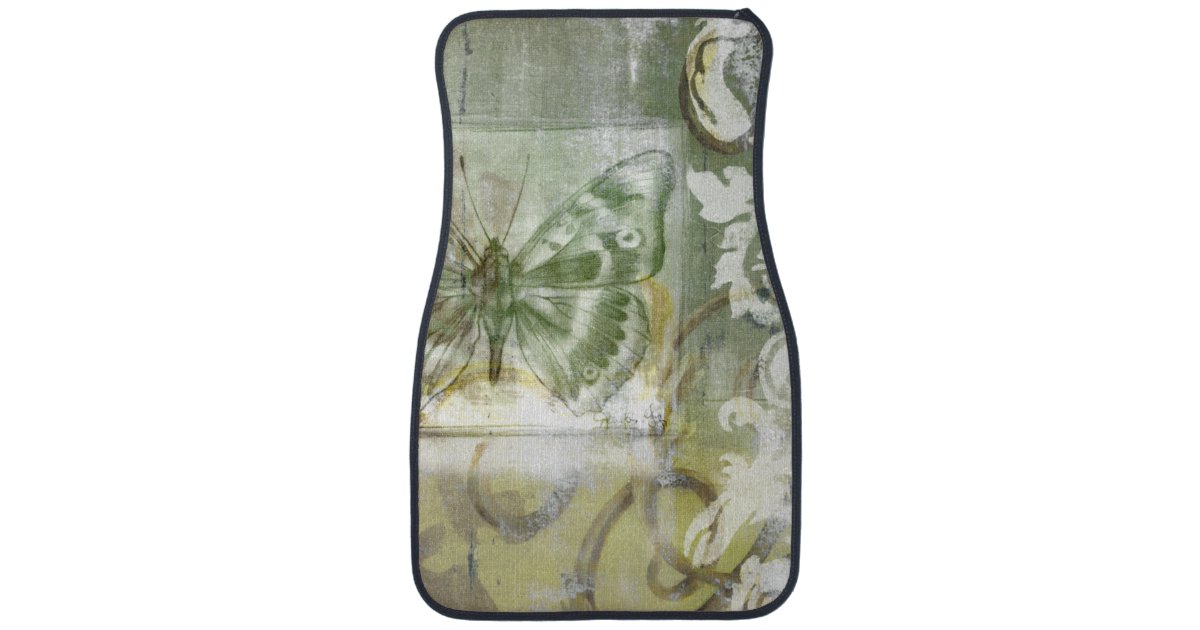 Green Butterfly Inset with Ironwork Gate Car Mat | Zazzle