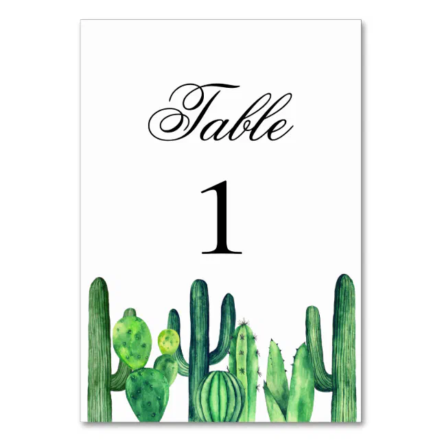 Green cactus table number. Cacti summer wedding Table Number | Zazzle