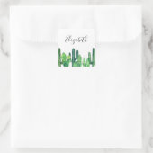 Green cactus. Watercolor cacti. Name. Botanical Square Sticker | Zazzle