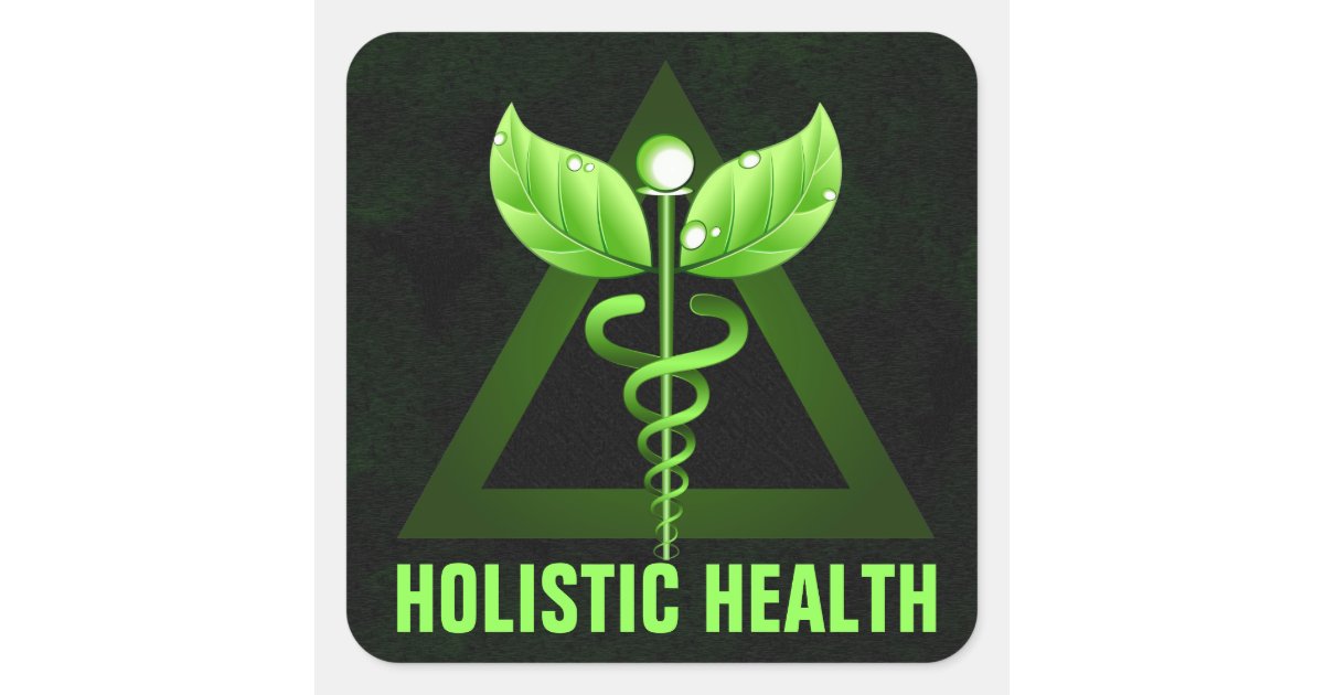 Green Caduceus Symbol Holistic Health Icon Square Sticker | Zazzle