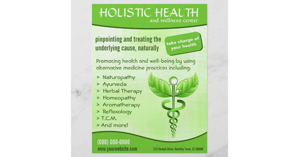 Green Caduceus Symbol Holistic Health Vertical Flyer | Zazzle
