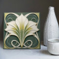 Green Calla Lily Backsplash Repro Art Nouveau Ceramic Tile | Zazzle