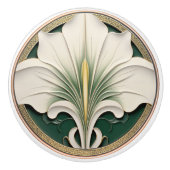 Green Calla Lily Gold Art Nouveau Ceramic Knob | Zazzle