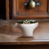 Green Calla Lily Gold Art Nouveau Ceramic Knob | Zazzle