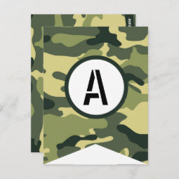 Green Camo Banner Piece ANY LETTER Postcard | Zazzle