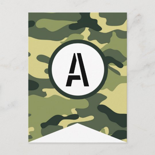 Green Camo Banner Piece ANY LETTER Postcard | Zazzle.com