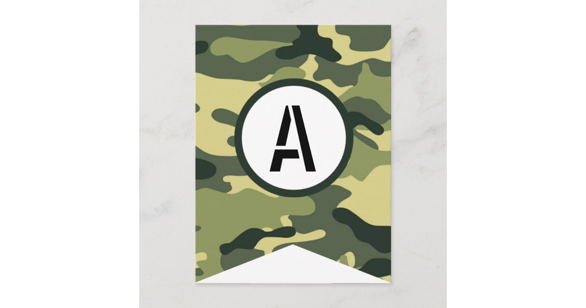 Green Camo Banner Piece ANY LETTER Postcard | Zazzle