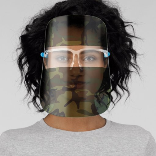 Green Camo Camouflage Army Soldier Hunting Face Shield | Zazzle