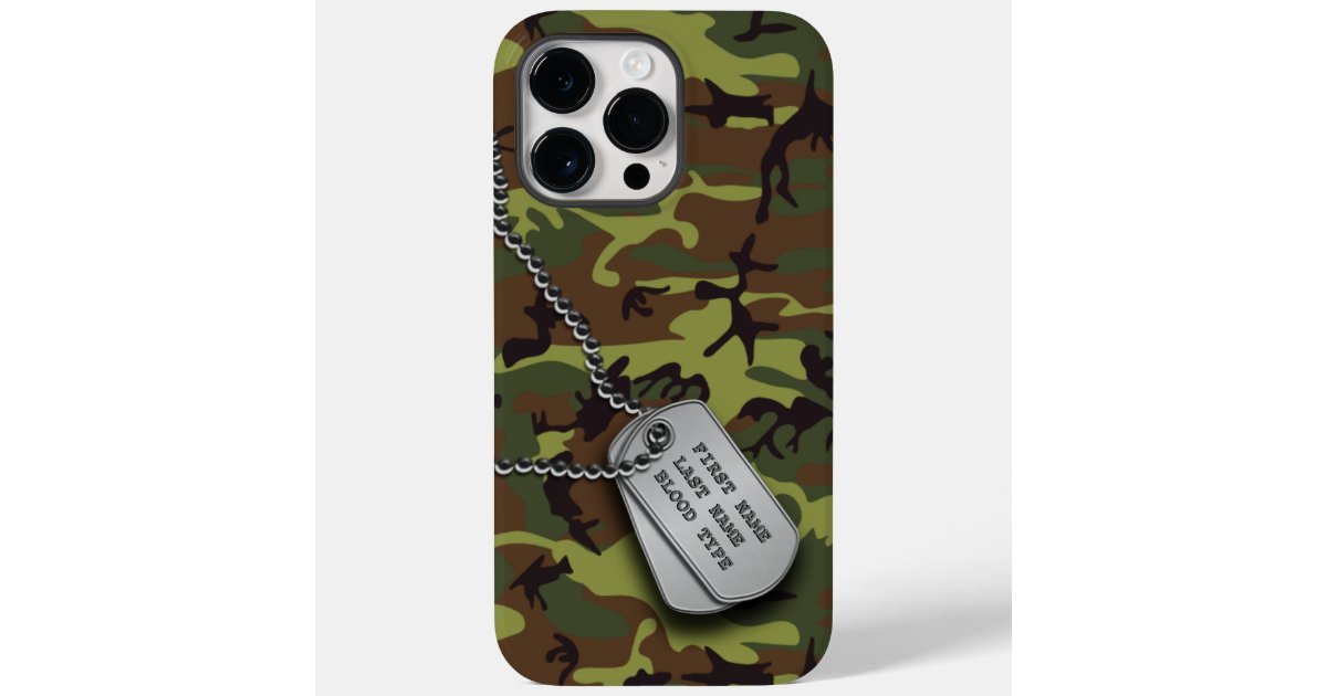 Green Camo w/ Dog Tag Case-Mate iPhone Case | Zazzle
