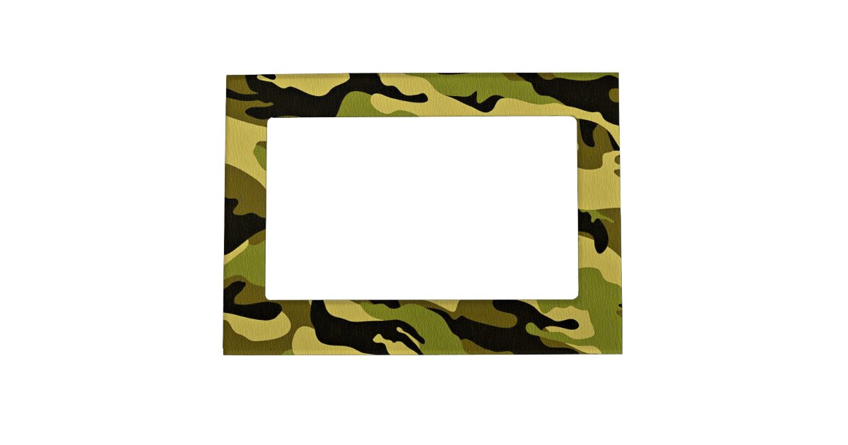 Green camouflage army texture magnetic picture frame | Zazzle