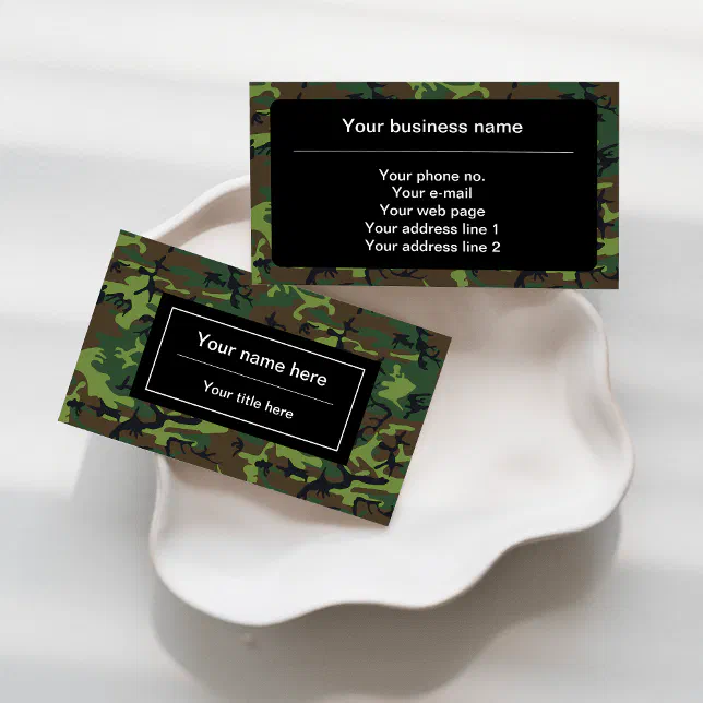 Green Camouflage, Military, Army Business Card | Zazzle