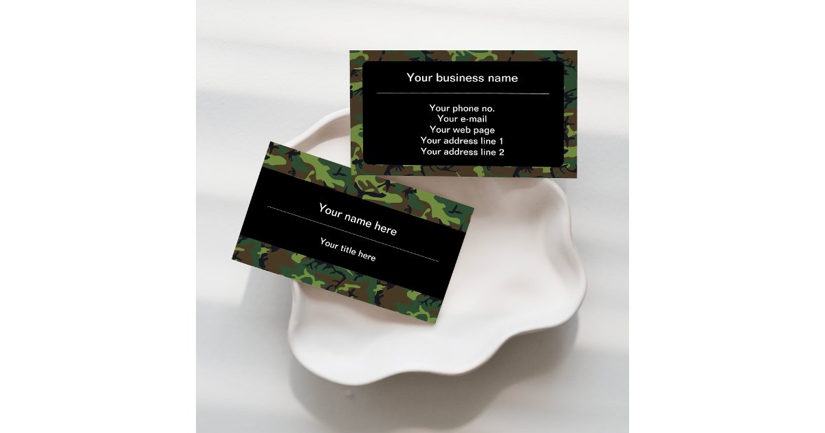Green Camouflage, Military, Army Business Card | Zazzle