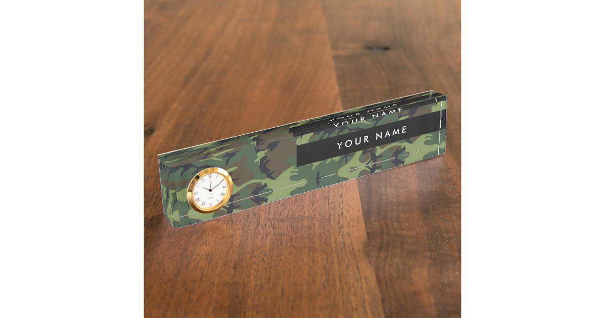Green Camouflage, Military, Army Desk Name Plate | Zazzle