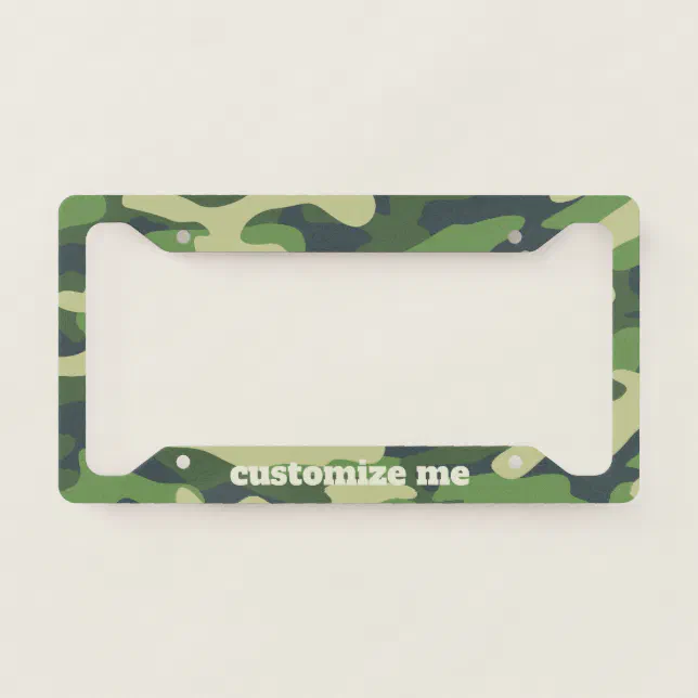 Green Camouflage Pattern Cool Custom Hunting License Plate Frame | Zazzle