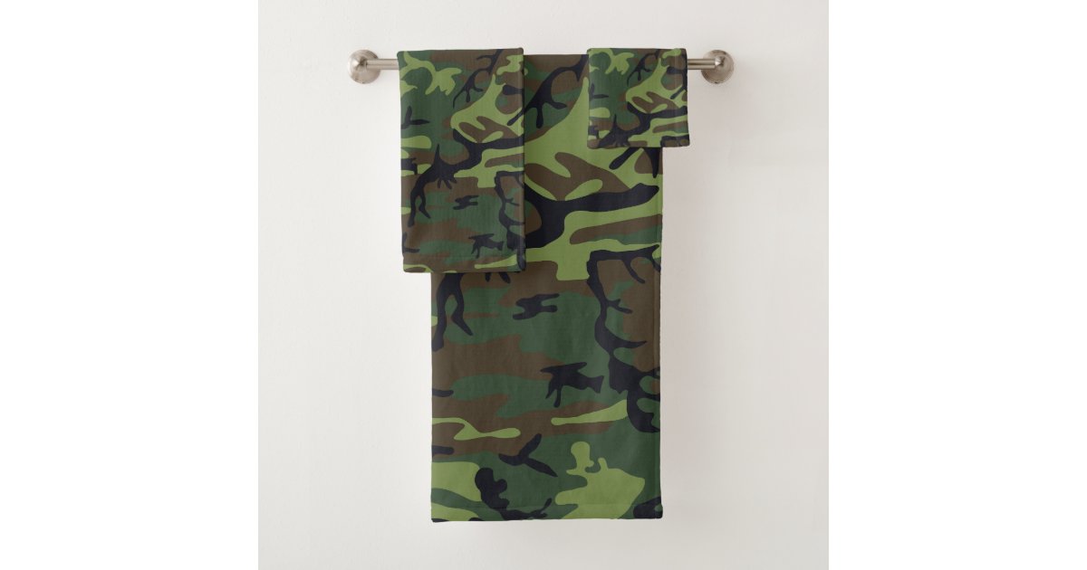 Green Camouflage Pattern, Military Pattern, Army Bath Towel Set | Zazzle