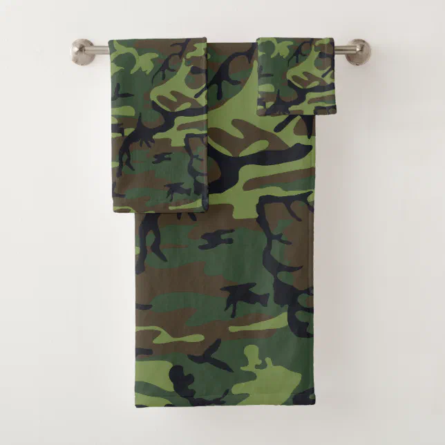 Green Camouflage Pattern, Military Pattern, Army Bath Towel Set | Zazzle