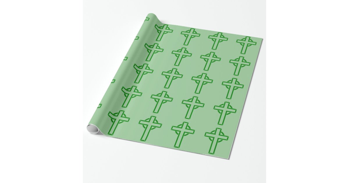 Green Celtic Cross Wrapping Paper | Zazzle