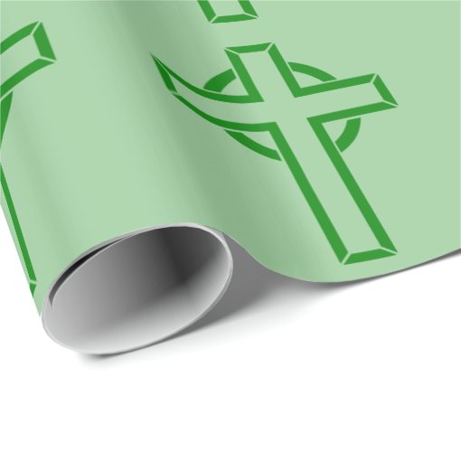 Green Celtic Cross Wrapping Paper | Zazzle