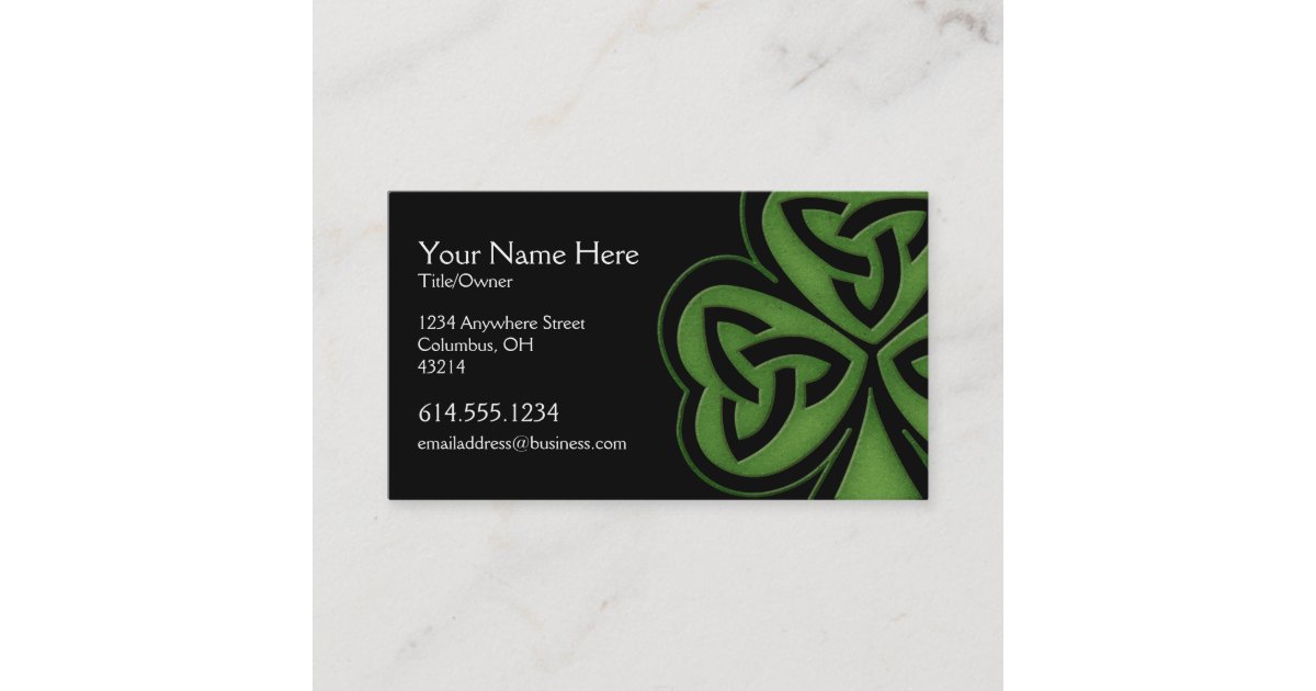 Green Celtic Shamrock Design 1 Irish Business Card | Zazzle