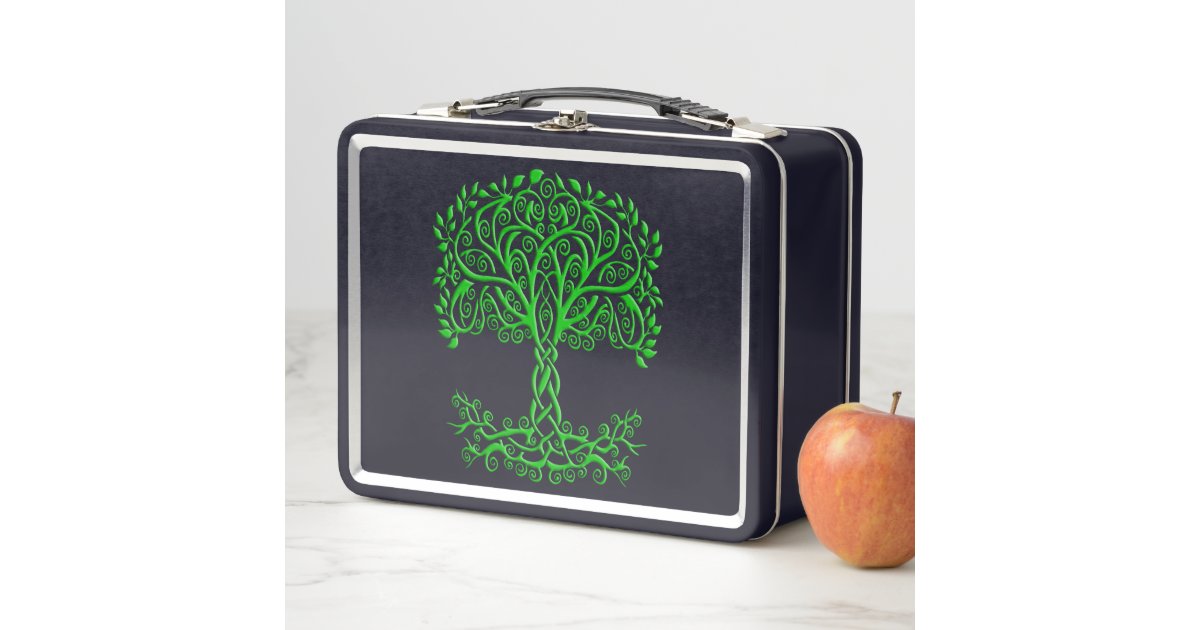 Green Celtic Tree Of Life Metal Lunch Box | Zazzle