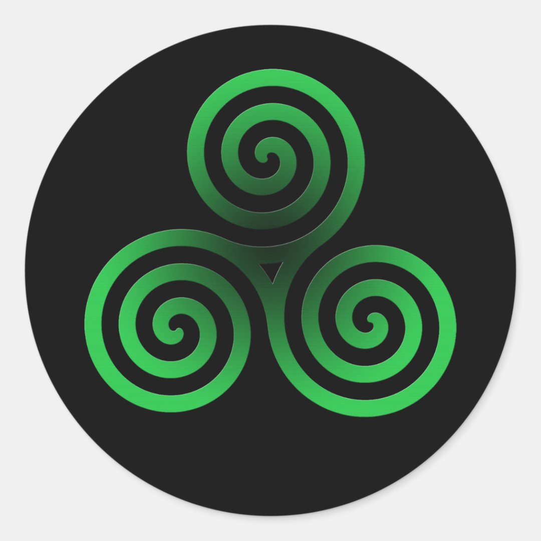 Green Celtic Triskele Classic Round Sticker | Zazzle