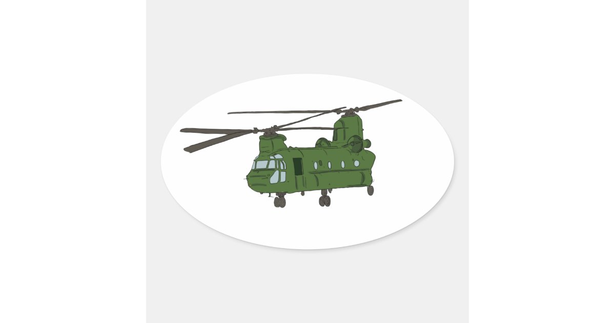 Green CH-47 Chinook Military Helicopter Oval Sticker | Zazzle