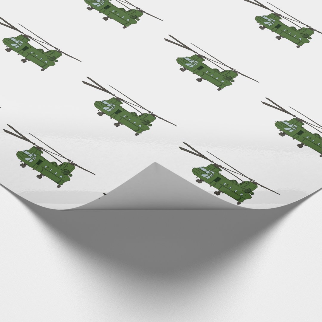 Green CH-47 Chinook Military Helicopter Wrapping Paper | Zazzle