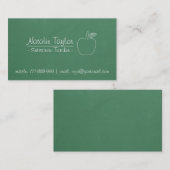 Green Chalkboard Apple Substitute Teacher Tutor Business Card | Zazzle