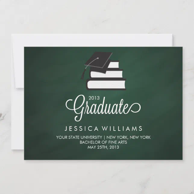 Green Chalkboard Graduation Announcement | Zazzle