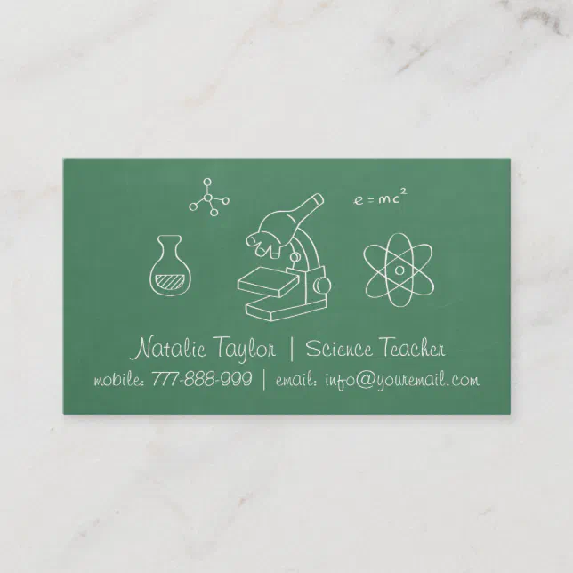 Green Chalkboard Science Teacher Business Cards | Zazzle