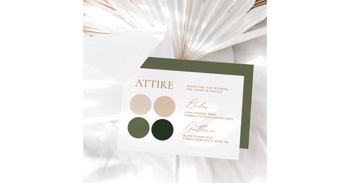 Green & Champagne Wedding Color Palette Card | Zazzle