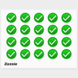 Green Check Mark Symbol Classic Round Sticker | Zazzle