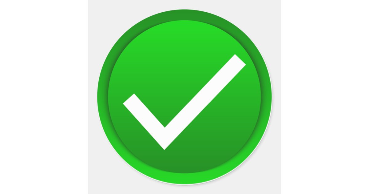Green Check Mark Symbol Classic Round Sticker | Zazzle