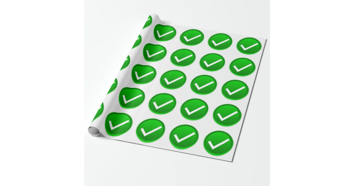 Green Check Mark Symbol Wrapping Paper | Zazzle