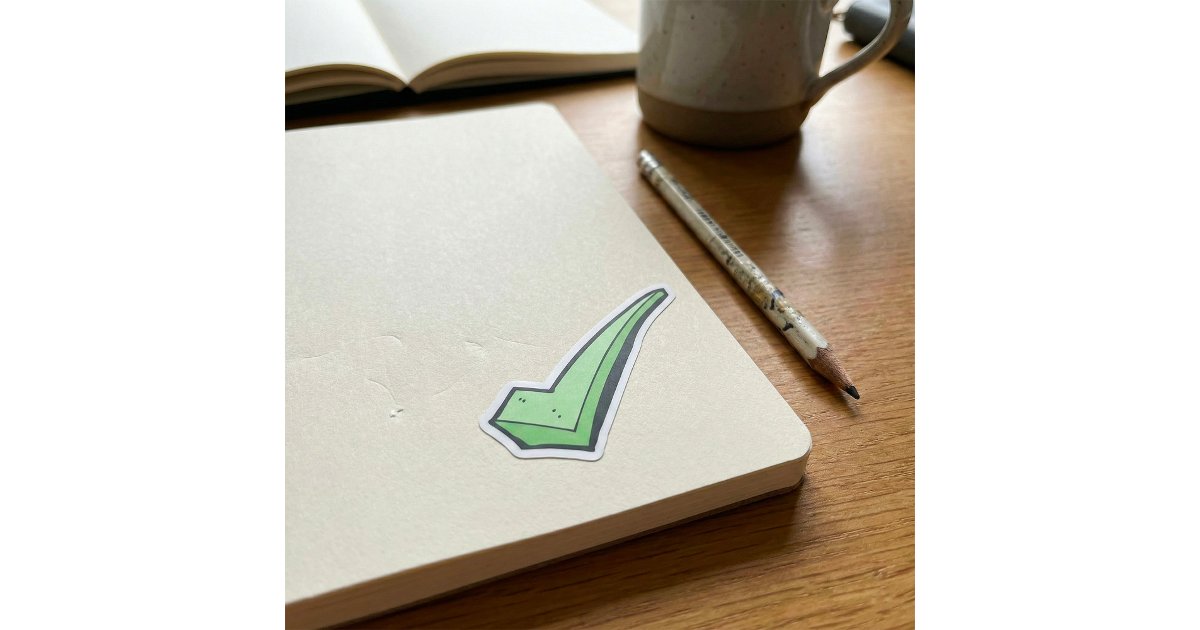 Green Check Mark Tick Symbol Classic Round Sticker | Zazzle