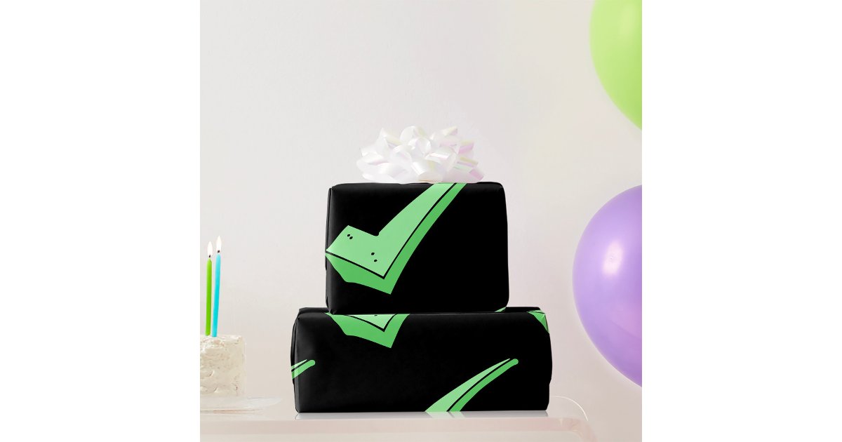 Green Check Mark Tick Symbol Wrapping Paper | Zazzle