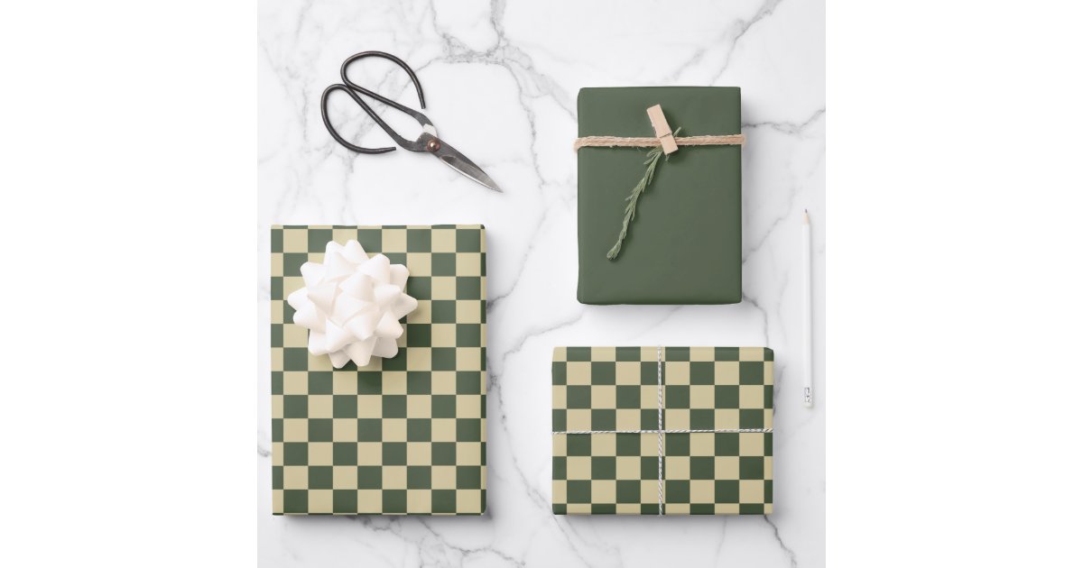 Green Checkered Wrapping Paper Sheets | Zazzle