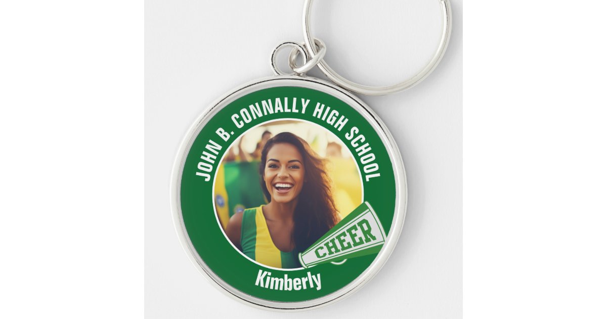 Green Cheerleader Photo High School Spirit Keychain | Zazzle