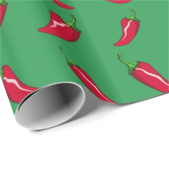 green chili peppers pattern wrapping paper | Zazzle