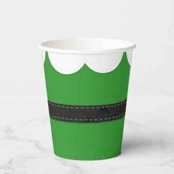 Green Christmas Elf Costume Holiday Paper Cups | Zazzle