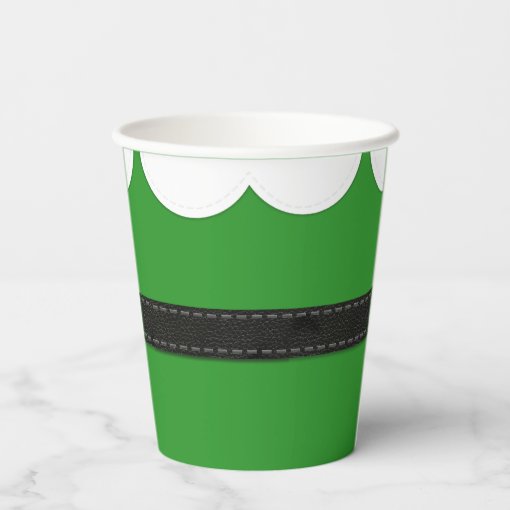 Green Christmas Elf Costume Holiday Paper Cups | Zazzle