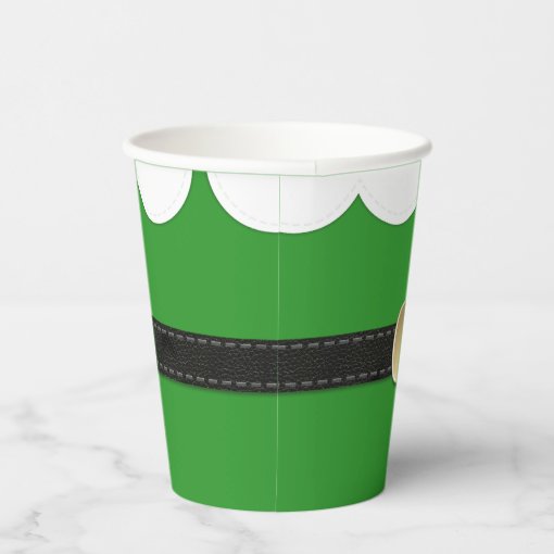 Green Christmas Elf Costume Holiday Paper Cups | Zazzle