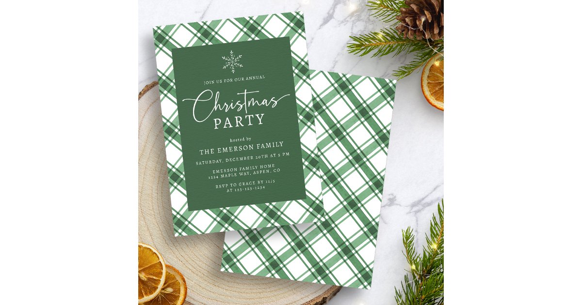 Green Christmas Party Invitation | Zazzle