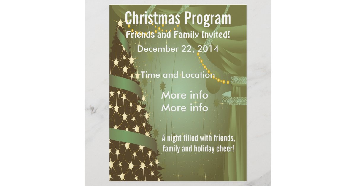 Green Christmas Tree Program Flyer | Zazzle