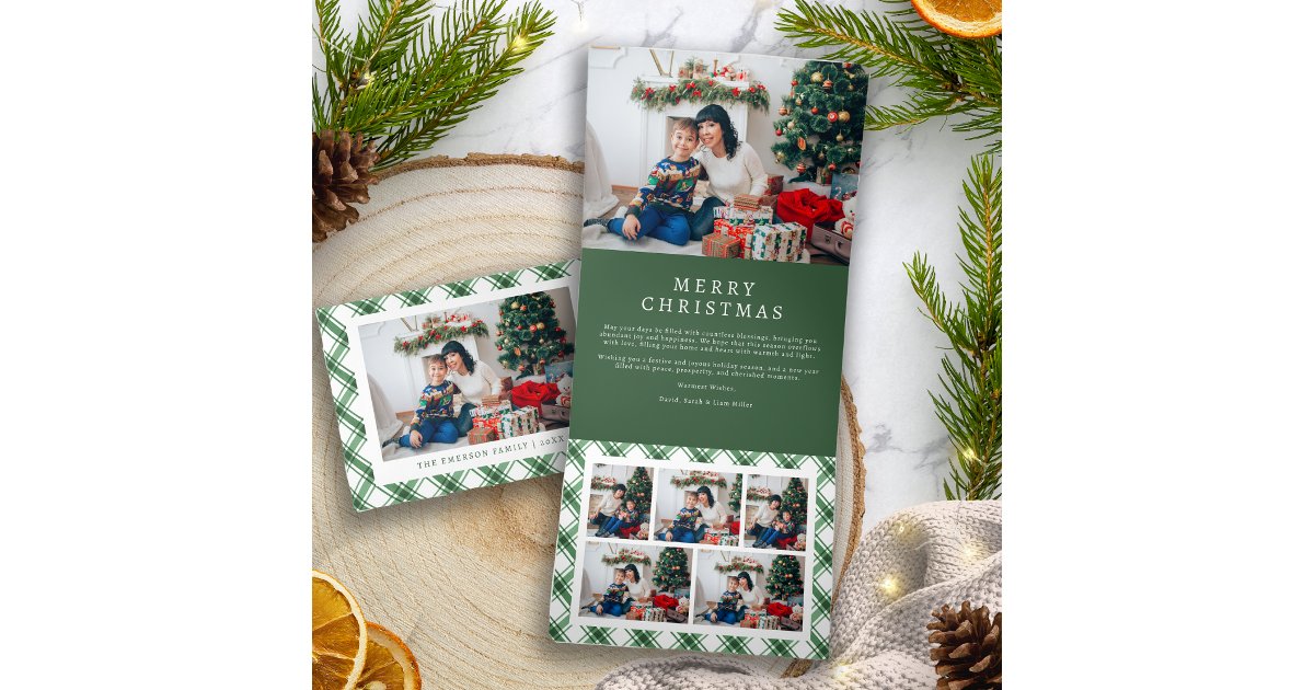 Green Christmas Tri-fold Card | Zazzle