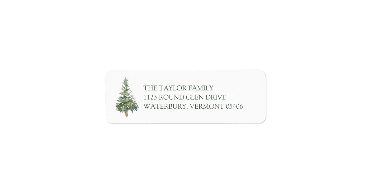 Green Christmas Watercolor Tree Return Address Label | Zazzle