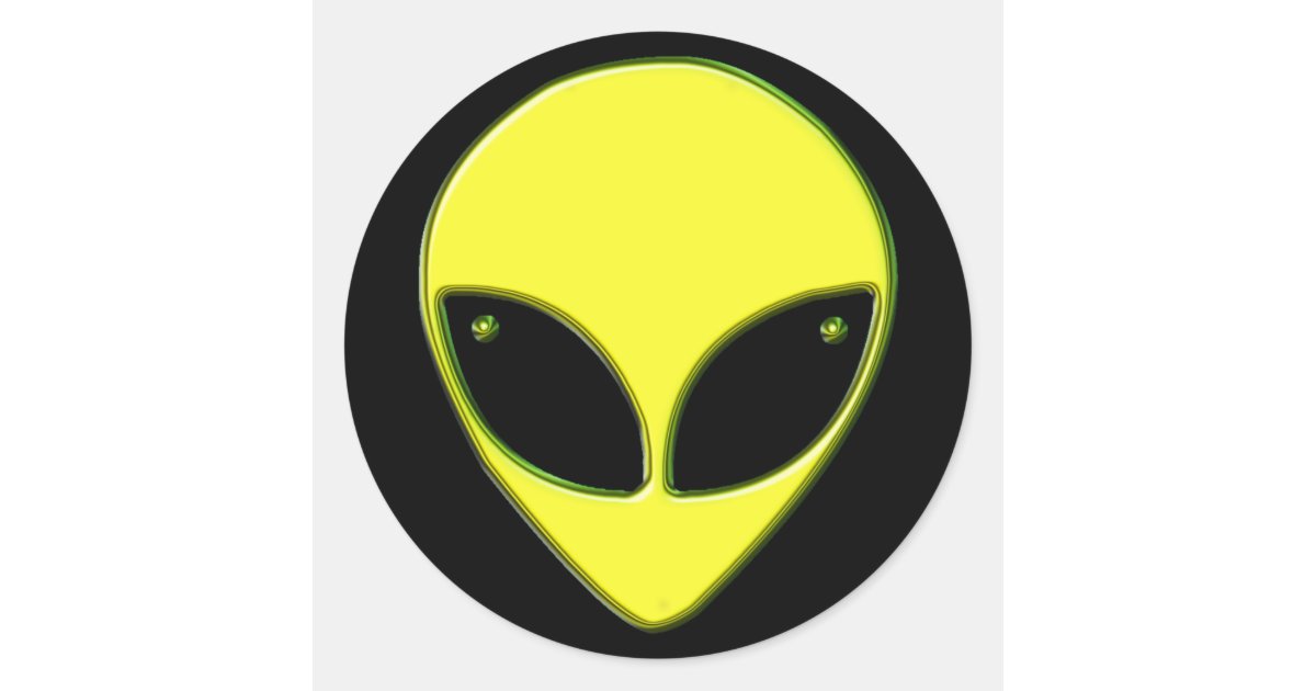 GREEN CHROME ALIEN HEAD CLASSIC ROUND STICKER | Zazzle